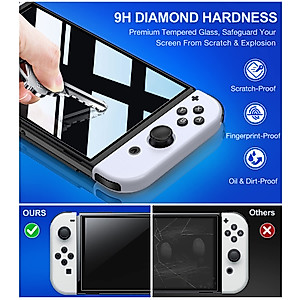 ELISWEEN 3-Pack Switch OLED Screen Protector Tempered Glass with Auto Alignment Kit for 2021 Nintendo Switch OLED Screen Protector, 9H/2.5D/0.33mm Thickness Dockable Hd Screen OLED Screen Protector