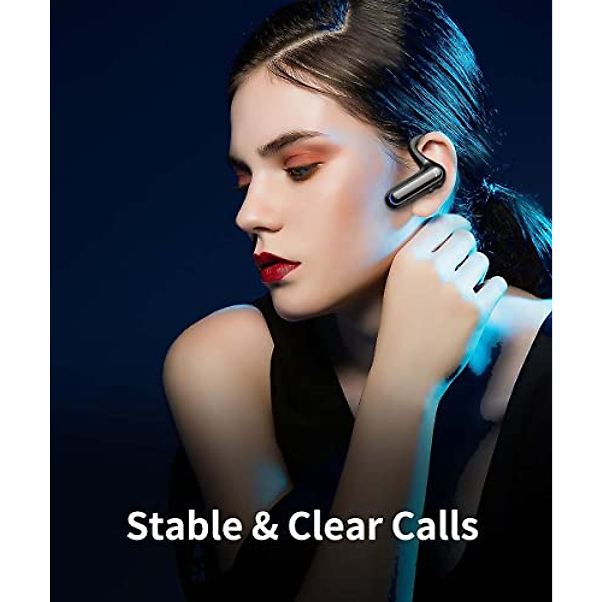 Jassco Bluetooth Earphones, Wireless Open Ear Headphones with Earhooks, 40H Playtime Hands-Free Earbuds with LED Display, Wireless Earphones Earpieces with Mic for Business, Travel, Driving, Workout