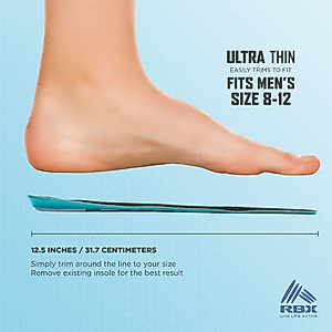 RBX Massaging Sport Gel All Day Comfort Insoles, Full Length (Men, 8-12, Mint)