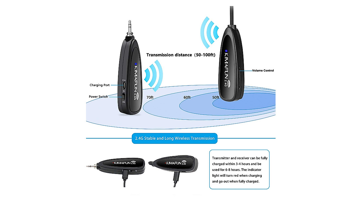KIMAFUN Wireless Waterproof Headset Mic for Fitness & Teaching