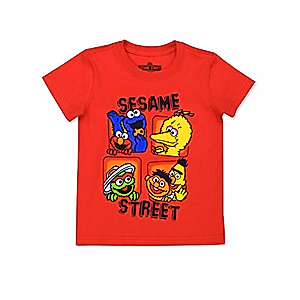 Sesame Street Gang Baby Toddler Boy's Girl's Short Sleeve T-Shirt Tee (Sesame Street Red, 2T)