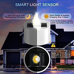 18 Pieces Solar Tea Lights LED Flameless Solar Candles Battery Flickering Solar Waterproof Tealights Candles for Holiday Wedding Party Home Decor (Warm White Light,2.3 x 2 Inch)