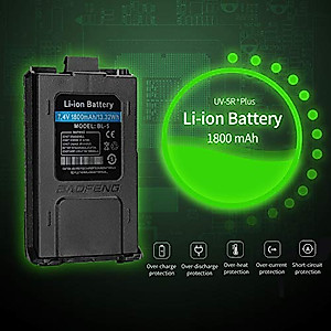 5 Pack Baofeng UV-5R+ Plus Ham Radio Handheld, Dual Band Two Way Radio Rechargeable Long Range Walkie Talkies, with Earpiece & Programming Cable (Black)