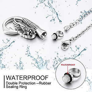 abooxiu Fishing Hook Urn Necklace for Ashes Angel wing Fish Hook Stainless Steel Cremation Jewelry Memorial Pendant Keepsake Ashes Holder