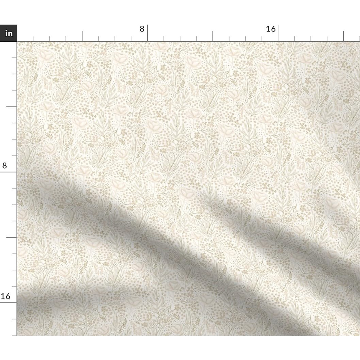 Spoonflower Fabric - Neutral Flowers Ditsy Beige Floral Hand Drawn Line Art Printed on Petal Signature Cotton Fabric by The Yard - Sewing Quilting Apparel Crafts Decor