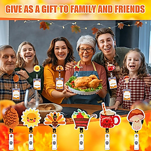 Zhanmai 48 Pcs Thanksgiving Badge Reels Felt Retractable Badge Reels with Clip Cute Squirrel Turkey Pumpkin Maple Leaves Holiday Themed Badge Holders Gift for Nurse Doctor Students School Office