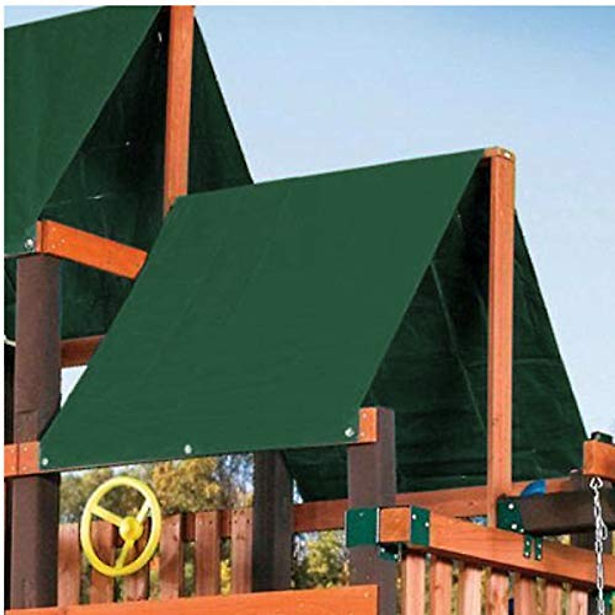 Sevenmore Playground Replacement Canopy, 43" x 90" Outdoor Swingset Shade Kids Playground Roof Canopy Waterproof Cover Snow Proof Tent Replacement Tarp Sunshade (Green-43 90")
