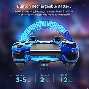 ISHAKO for PS4 Controller Wireless, Controller Gamepad Compatible with Playstation 4/Slim/Pro/PC/Android/Mac with USB Cable,Dual Vibration,6-Axis Motion Control,3.5mm Audio Jack,Multi Touch Pad,Share Button(Blue)