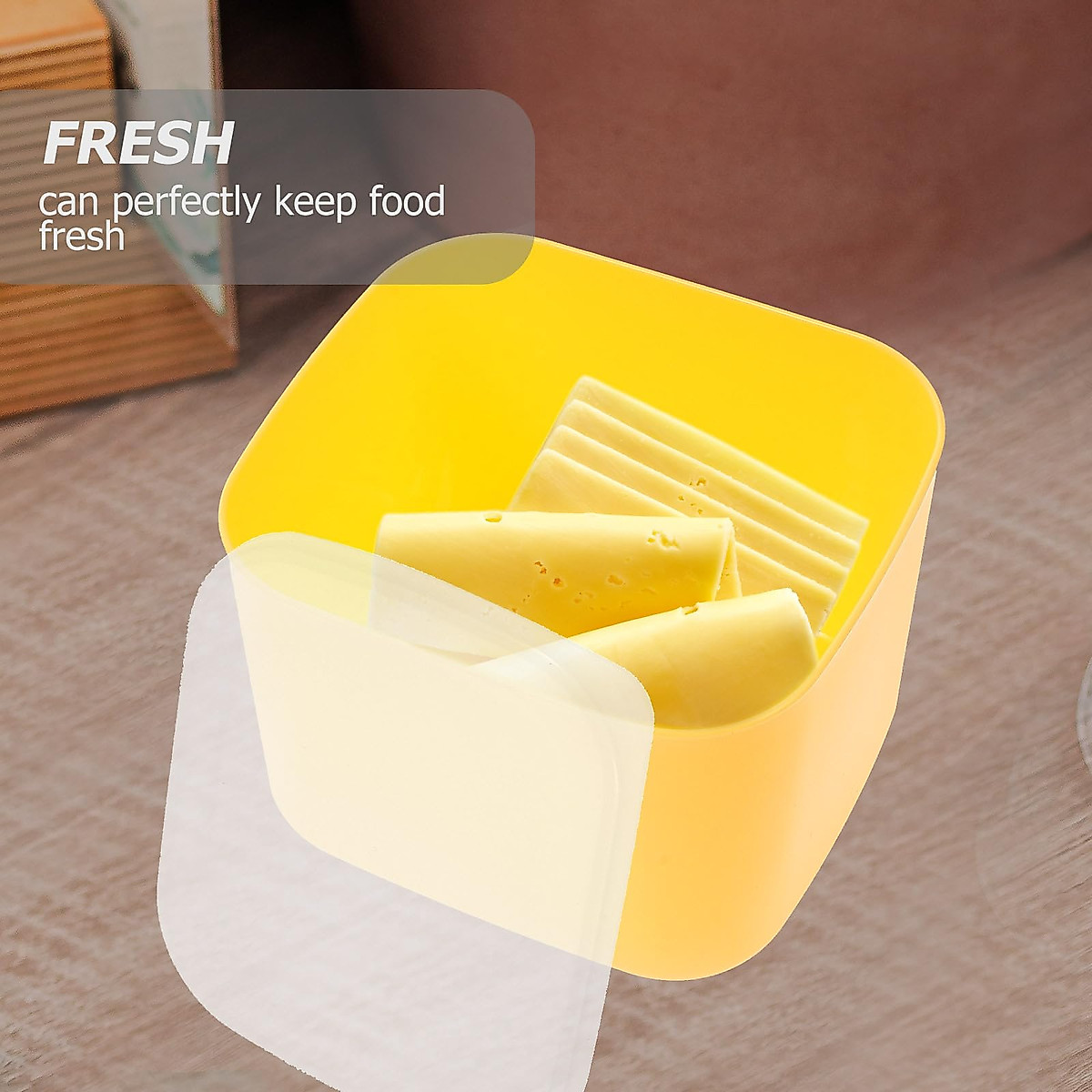 UPKOCH Cream Cheese Plastic Cheese Storage Containers with Lid Cheese Slice Holder Airtight Cheese Box for Fridge Kitchen Counter Yellow L Mini Fridge