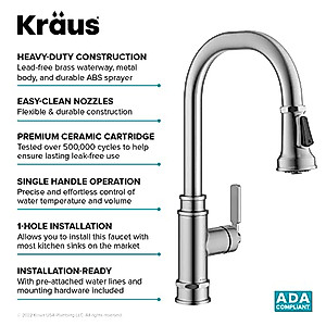 KRAUS Allyn Transitional Industrial Pull-Down Single Handle Kitchen Faucet in Spot-Free Stainless Steel, KPF-4101SFS