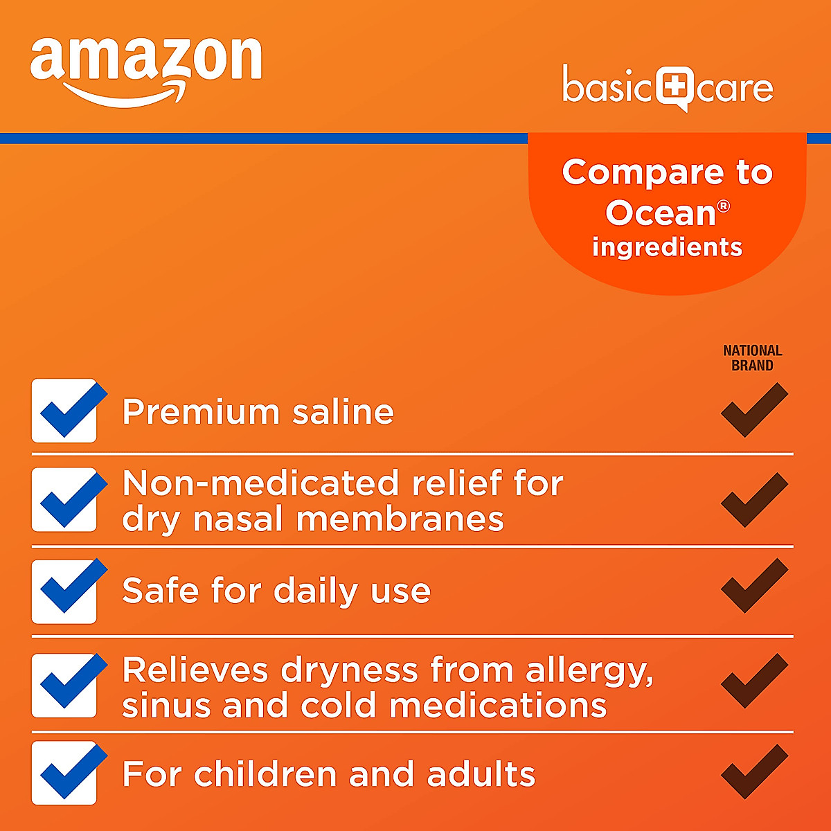 Amazon Basic Care Premium Saline Nasal Moisturizing Spray, Non-Medicated Relief for Dry, Irritated Nose, 3 fl oz (Pack of 1)