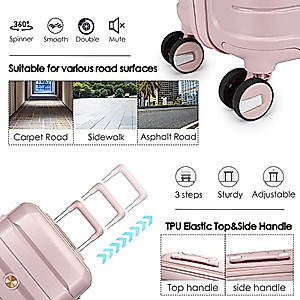 Somago 2 Piece Luggage Set Carry On Suitcase 20 INCH Lightweight Hard Shell PP Suitcase with TSA Lock Spinner Wheel 22x14x9 Airline Approved (Rose Pink)