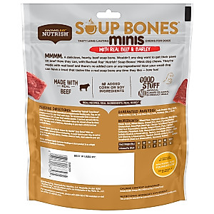 Nutrish Rachael Ray Soup Bones Minis Dog Chews with Real Beef & Barley, 8 Chews, 6.3 oz Pouch (Pack of 7)
