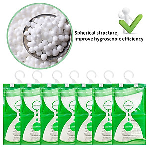 Wardrobe Dehumidifier Hanging Bags,7 Packs Moisture Absorber Deodorate Moistureproof Desiccant Use for Kitchen Bathroom Wardrobe,Closet Dehumidifier Bags