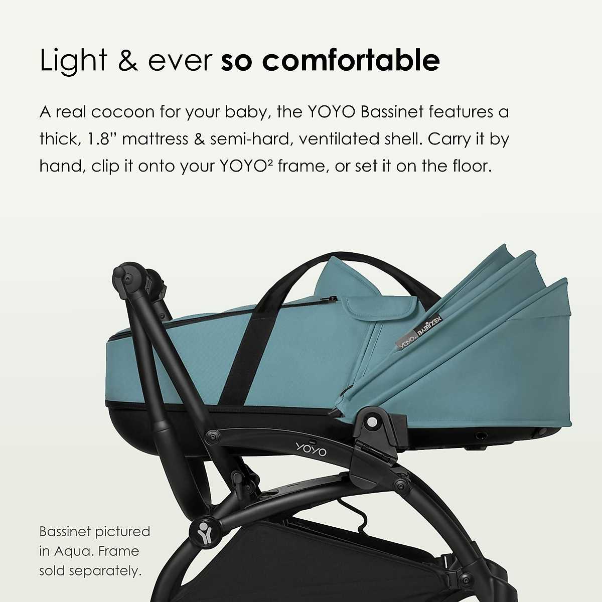 Babyzen YOYO 0+ Bassinet, Toffee - Includes Thick Double Mattress, Ventilated Shell & Canopy - Requires YOYO2 Frame (Sold Separately)
