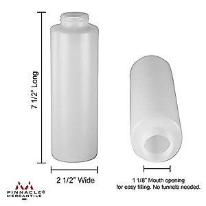 Pinnacle Mercantile Condiment Squeeze Bottles with Flip Top Hinged Black Cap 16 oz Set of 5 (Perfect for Condiments, Sauces, Dressings, BBQ, Ketchup) Made USA