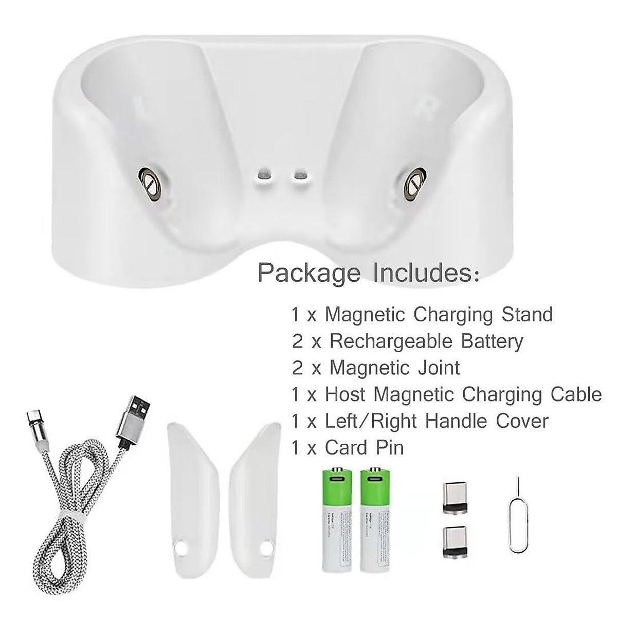 Soarzis Oculus Quest 2 Charging Dock, Oculus Quest 2 Controller & VR Headset Charging with 2 Rechargeable Batteries and Battery Cover, Magnetic Charging Station for Oculus Quest 2