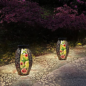 Outdoor Solar Lantern-Waterproof Hummingbird Hanging Metal Decorative Lights for Patio Table Garden Pathway Yard with Super Bright Warm White LED, Large Solar Panels, Auto On/Off