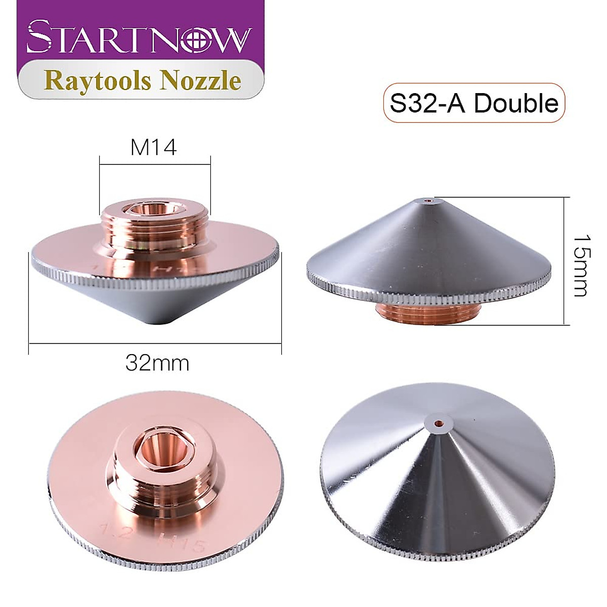 Startnow Original Raytools Fiber Laser Cutting Nozzle for BM109 BT210S Cutting Head D32mm Single Double Layer Laser Nozzles (S32-A Single Layer 1.5, 10 PCS)