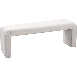 Meridian Furniture Minimalist Collection Modern | Contemporary Velvet Upholstered Bench, 53" W x 14.75" D x 18.25" H, Cream