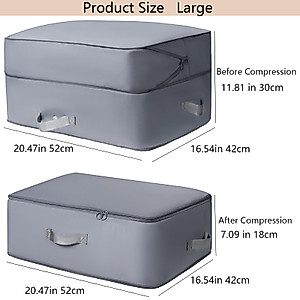 HAIKYPO Ultra Space Saving Self Compression Organizer Bags,Comforter Storage Bag,Compression Bags for Storage,Large Moving Bags,Compression Organizer for Blankets,Comforter,Down Jacket (Gray,Large)