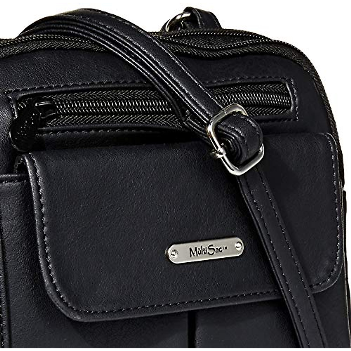 MultiSac womens Zippy Triple Compartment Crossbody Bag Cross Body, Black (Vintage Nappa), One Size US