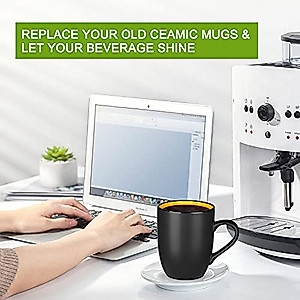 DeeCoo 6 Pack Large Coffee Mug Set 16 Ounces, Matte Black Porcelain Mug Large-sized Ceramic Restaurant Drinking Cups for Coffee, Tea, Juice, Cocoa