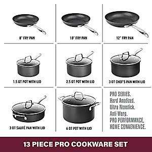 Granitestone Pro Pots and Pans Set 13 Piece Hard Anodized Premium Chef’s Cookware with Ultra Nonstick Diamond & Mineral Coating, Stainless Steel Stay Cool Handles Oven Dishwasher & Metal Utensil Safe