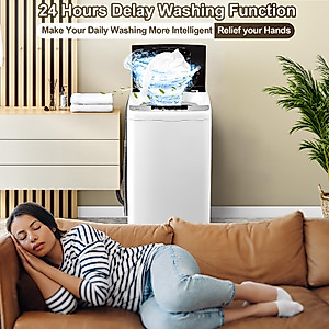 Kasunpul 0.9cu.ft Full Automatic Washer, Small Portable Washing Machine with 10 Wash Programs, Built-in Drain Pump and LED Display, Compact Laundry Washer Spinner for Apartment, RV, Dorm