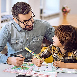 Magic Ink Copybooks for Kids Reusable Handwriting Workbooks for Preschools Grooves Template Design and Handwriting Aid Magic Practice Copybook for Kids The Print Writing (ENLARGED-Version 4books+Pens)