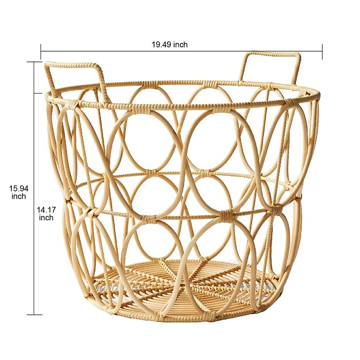 Large Natural Rattan Open Weave Round Basket - Easy to use