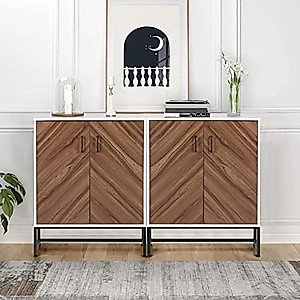 MAISON ARTS Modern Buffet Cabinet with Storage, Sideboard Storage Cabinet with 2 Doors for Living Room, Kitchen, Entryway, Hallway, 28 Inch, White
