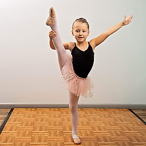 IncStores 3/8" Thick Snap Together Dance Flooring Tiles | 12”x12” Printed Vinyl Dance Floor Tiles for Practice & Performance | Beachwood | 52 Tile Pack