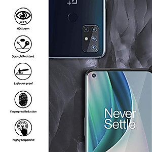 Orzero (5 Pack) Compatible for OnePlus Nord N10 5G 3 Pack Tempered Glass Screen Protector+ 2 Pack Flexible Glass Camera Lens Protector, HD Bubble-Free (Lifetime Replacement)