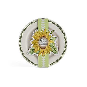 Portmeirion Botanic Garden Collection Dinner Plate | Set of 4 Dinner Plates | 11 Inch Plates with Sunflower Motif | Made from Melamine for Indoor and Outdoor use | Dishwasher Safe