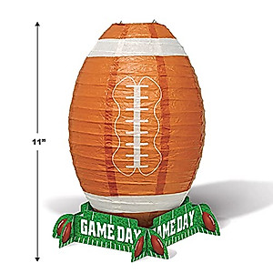 Beistle 2 Piece Football Paper Lanterns Table Centerpiece Decorations – Sports Theme Game Day Party Supplies, 11", Green/White/Brown
