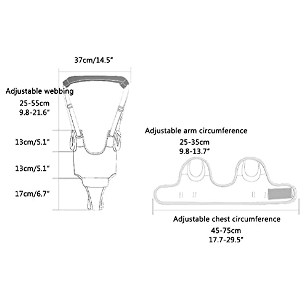 Adaptable Baby Walker Harness with Safety Buckle and Breathable Cushion for Learning to Walk and Reduce Back Stress Suitable for 7-24 Months (Blue)