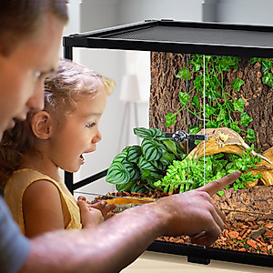 CAVACHEW 34 Gallon Reptile Tank, Glass Terrarium 24" x 18" x 18", Sliding Door, Top Ventilation, Cable Pass, Humidify Hole, Cage Habitat for Bearded Dragon, Lizard, Snake, Gecko