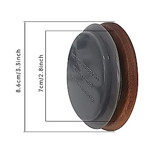 6 Pack Mason Jar Lids wide Mouth，Acacia Wood Ball Regular Mouth Lids，Reusable Mason Jar Lids With Food Grade Material Silicone Sealing Rings,Jar Wooden Storage Lids, regular, Brown…（86mm）