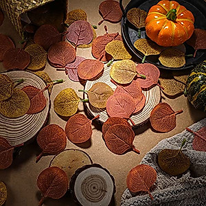 WILLBOND 400 Pieces Eucalyptus Leaves Artificial Eucalyptus Petals Fake Leaves for DIY Wedding Bouquet Party Garden Cake Table Decoration (Rusty Red and Fall Coffee)