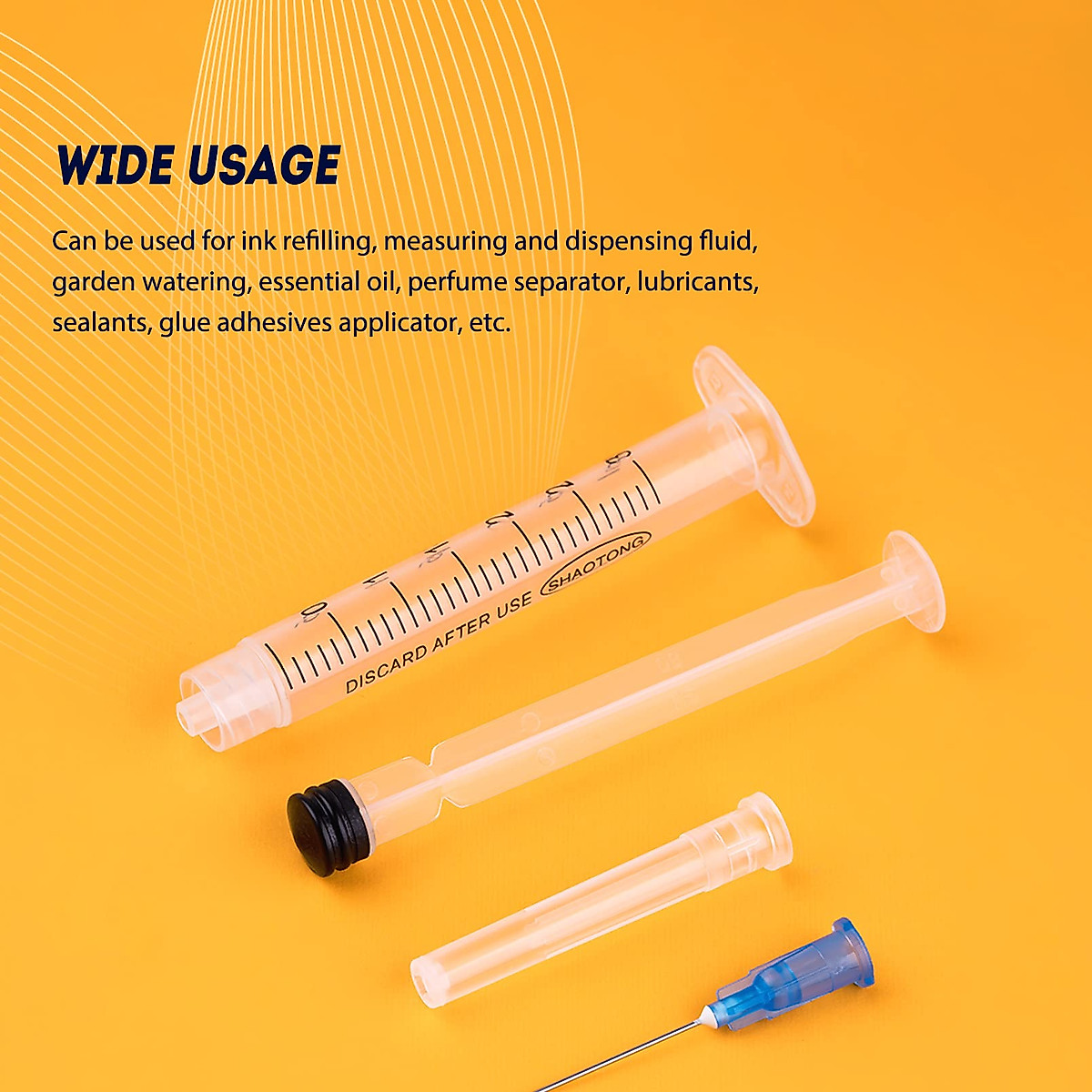 SHAOTONG 3mL Syringe with 23 Gauge 1 Inch Dispensing Needle, Lab Disposable Sample Injection Syringes for Measurement Liquid, Refilling Inks, Oil or Glue Applicator, 20 Pack
