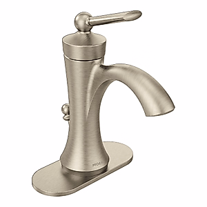Moen Wynford Brushed Nickel One-Handle High-Arc Bathroom Faucet with Drain Assembly, 4500BN