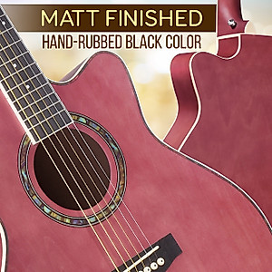 PyleUsa Beginners 6-String Acoustic Guitar-36 Cutaway Body with Accessory Kit (Purple), Left, (PGA550CAPU.5)