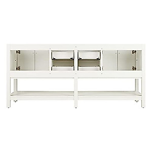 Signature Hardware 952444-RUMB-8 Olsen 72" Free Standing Double Vanity Set with Cabinet, Granite, Marble or Quartz Vanity Top, and Rectangular Undermount Sinks - 8" Faucet Holes