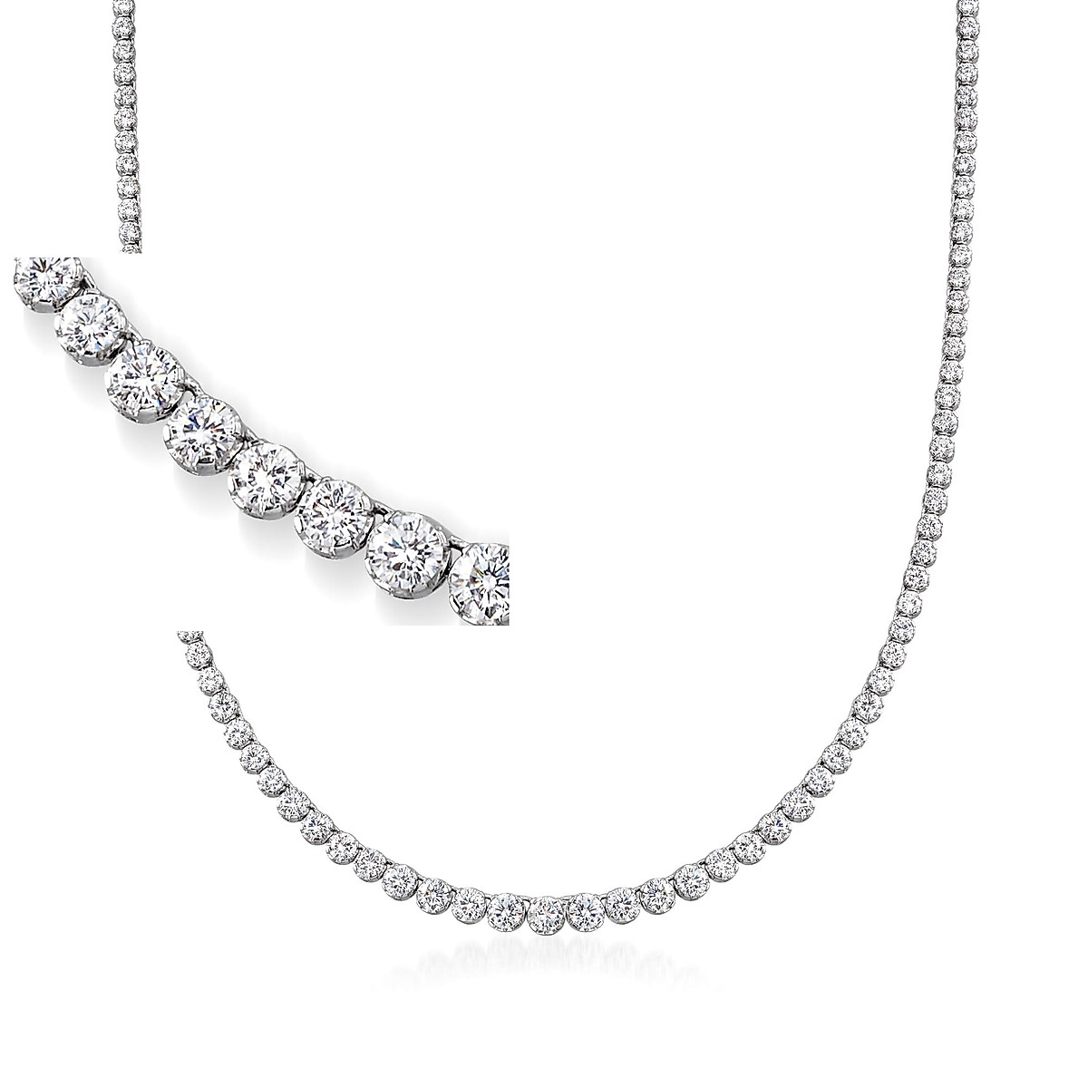 Ross-Simons 22.00 ct. t.w. Graduated CZ Tennis Necklace in Sterling Silver. 20 inches