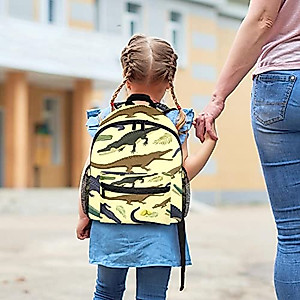 Daypack Bookbags Small Travel Bag for Boys Girls Casual Backpack, Crocodile Animal Cartoon