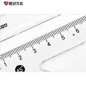 kmobruzy 4Pcs Math Geometry Tool Set Includes Plastic Clear Ruler Protractor Ruler for School Office-Home Supplies Ruler Measuring Tool