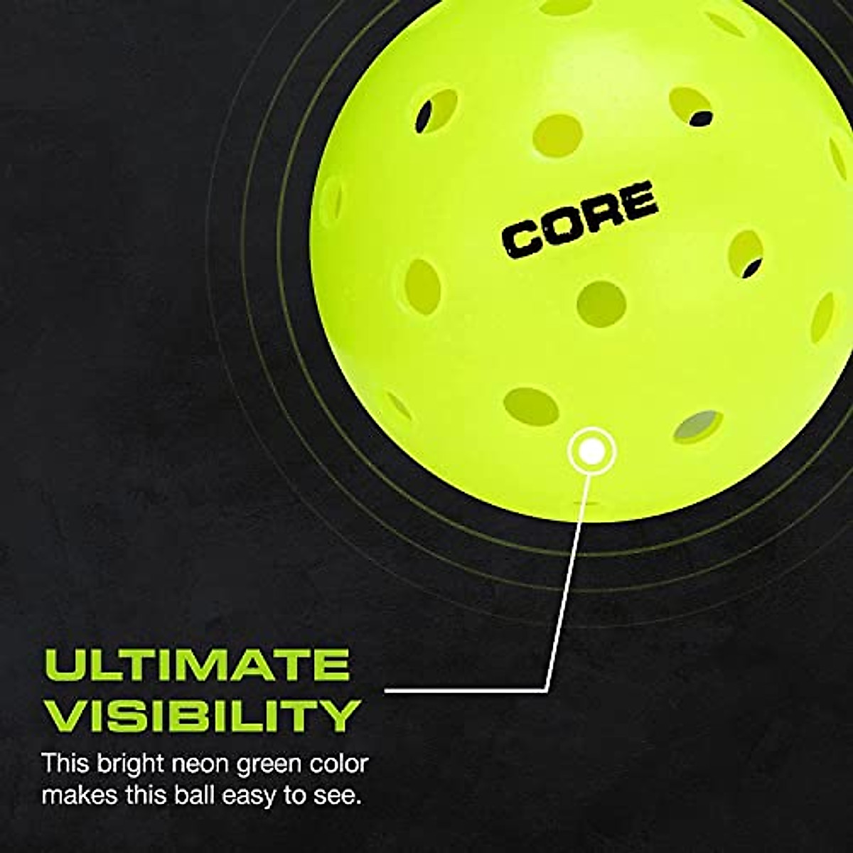 CORE Pickleball Balls for Professionals and All Levels of Play, USA Pickleball Approved Durable Indoor and Outdoor Pickleball Balls with 40 Holes (3 Balls)