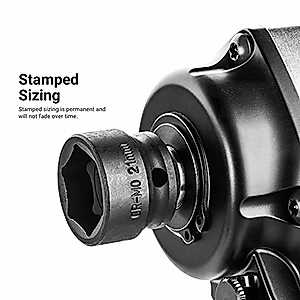 Capri Tools 30 mm Stubby Impact Socket, 1/2 in. Drive, 6-Point, Metric