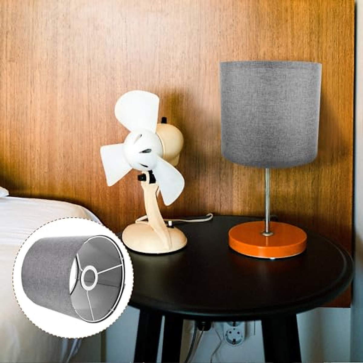Beavorty Gray Lamp Shade Linen Fabric Lamp Shade Replacement Medium Drum Lamp Shade Transitional Cylinder Shaped Spider Construction Lamp Shade for Chandeliers Table Lamp 20cm Small Lampshade
